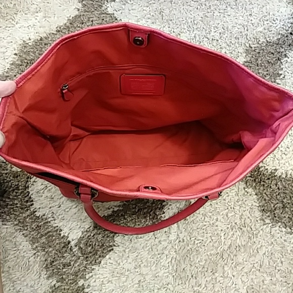 Coach | Bags | Authentic Red Coach Nylon Large Tote 5793 | Poshmark